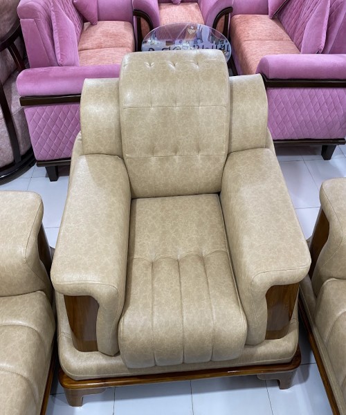 2-2-1 Shegun and Leather Basement Sofa Set - Biscuit @ 100000 Tk.